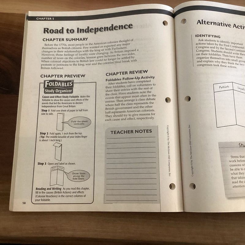 American Journey, Reading and Study Skills Foldables by McGraw Hill