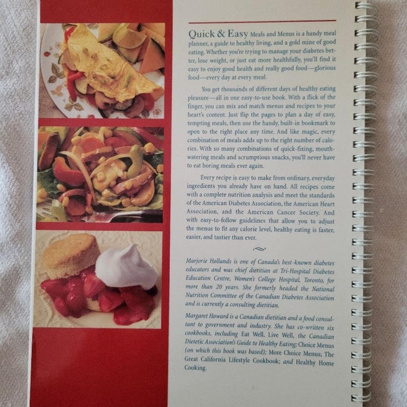 Quick and Easy Meals and Menus by Marjorie Hollands, Margaret Howard