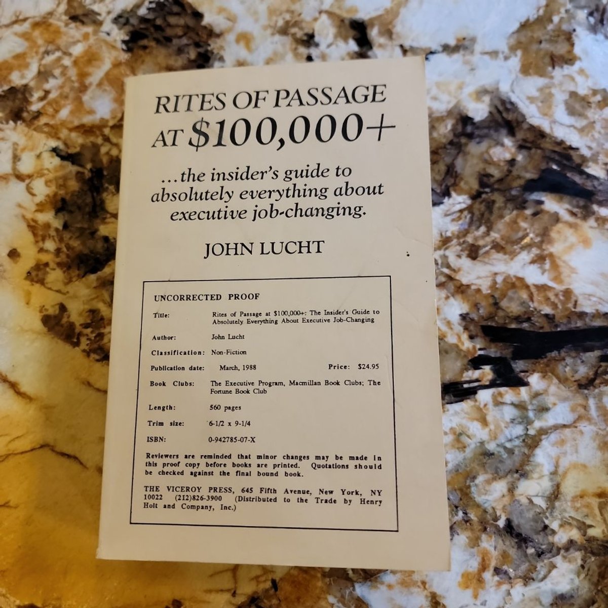 The Rites of Passage at 100,000 Dollars Plus by John Lucht