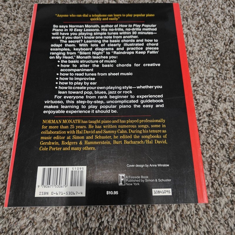 How to Play Popular Piano in 10 Easy Lessons by Norman Monath
