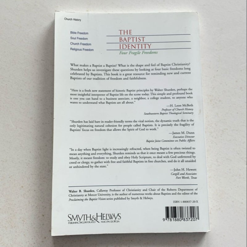 The Baptist Identity by Walter B. Shurden