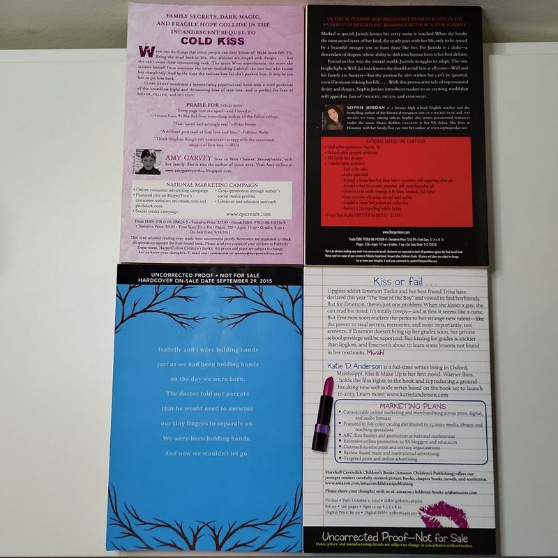 YA ARC bundle SIGNED Glass Heart, Firelight, Untwine, Kiss and Make Up ...