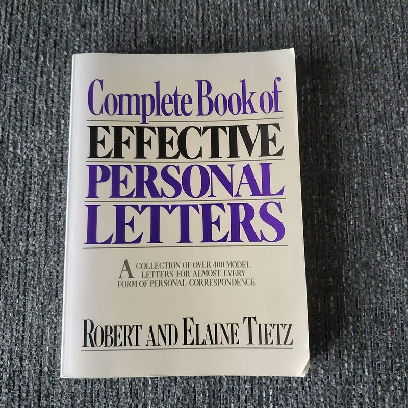 Complete Book of Effective Personal Letters by Robert Tietz, Paperback ...