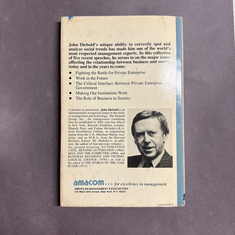 The Role of Business in Society by John Diebold, Hardcover | Pangobooks