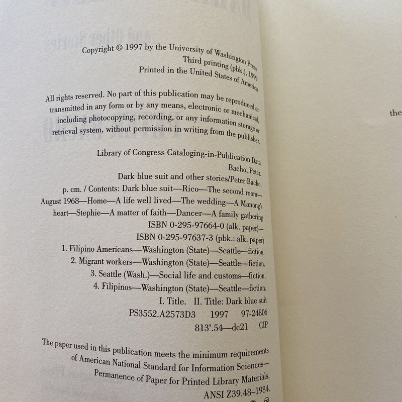 Dark Blue Suit and Other Stories by Peter Bacho, Paperback | Pangobooks