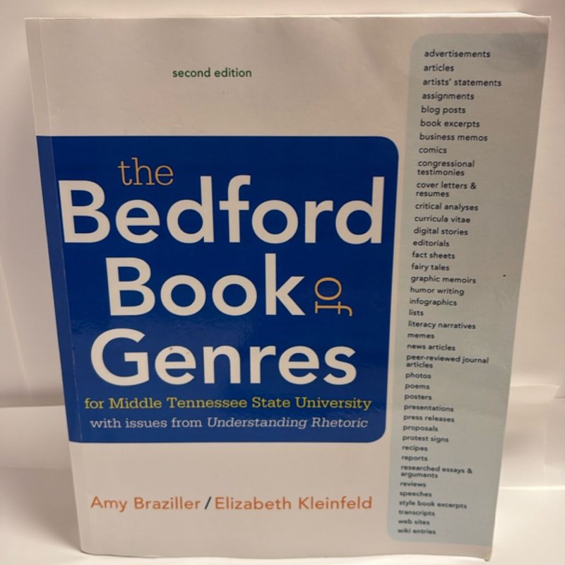 The Bedford Book of Genres: a Guide by Amy Braziller, Elizabeth Kleinfeld