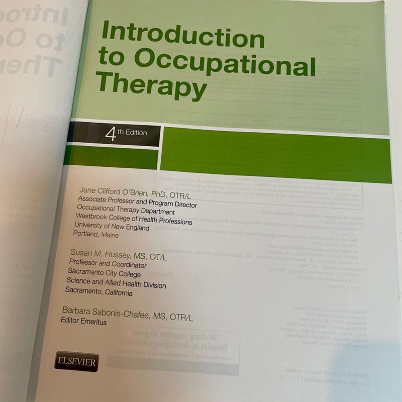 Introduction to Occupational Therapy by Jane Clifford O'Brien, Susan M ...