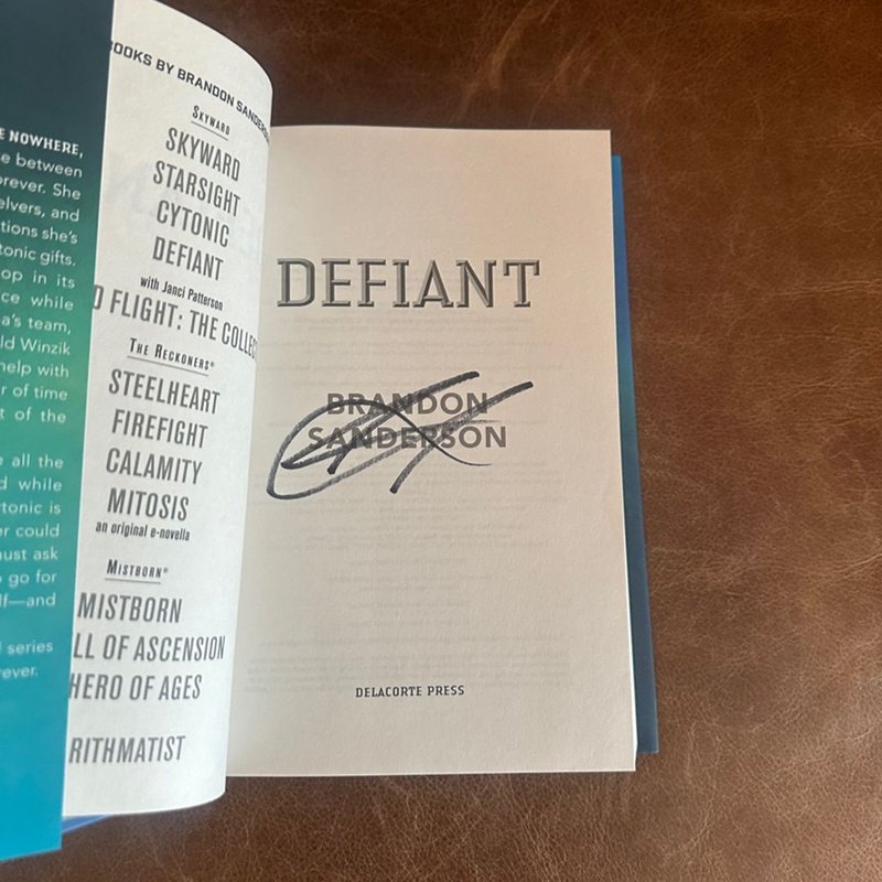 Defiant skyward series signed by brandon sanderson barnes and noble ...