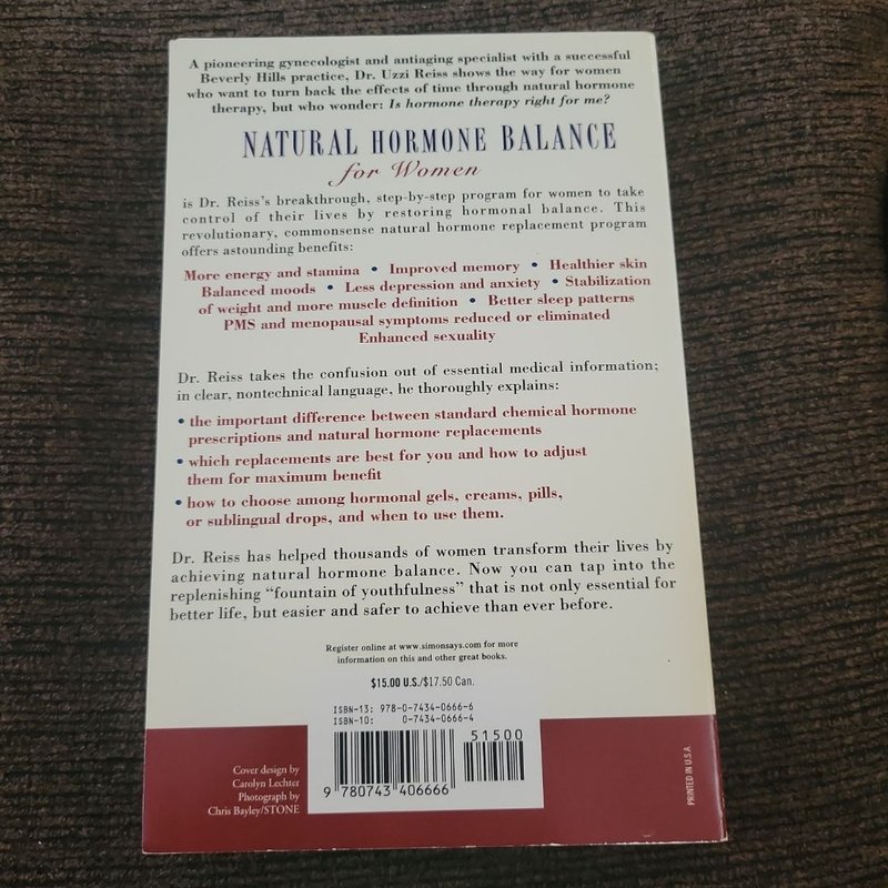 Natural Hormone Balance for Women by Uzzi Reiss, Martin Zucker