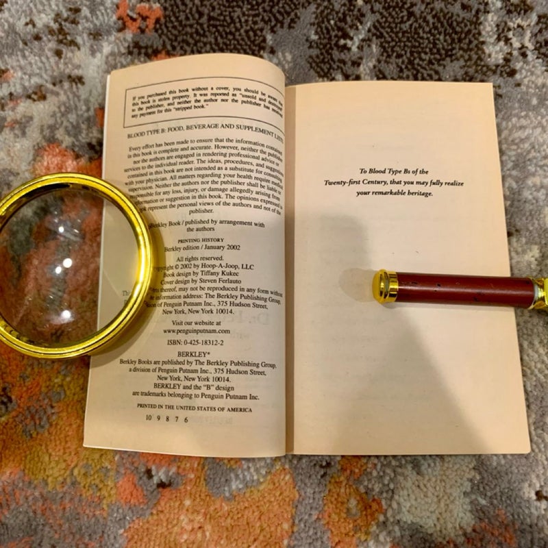 Blood Type B Food, Beverage and Supplement Lists by Peter J. D'Adamo