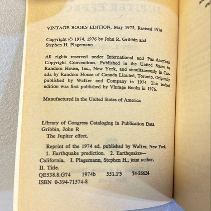 The Jupiter Effect by John Gribbin, Stephen H. Plagemann