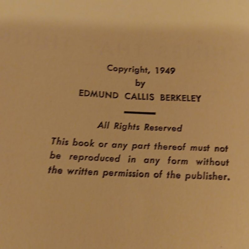 Giant Brains or Machines That Think by Edmund C. Berkeley Rare 1st ...