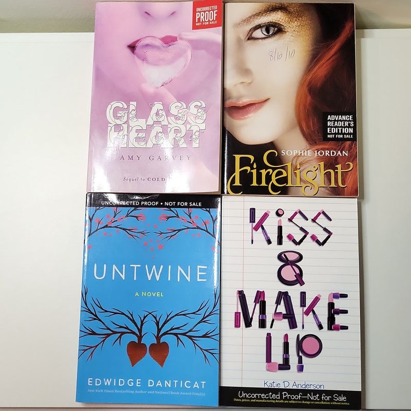 YA ARC bundle SIGNED Glass Heart, Firelight, Untwine, Kiss and Make Up ...