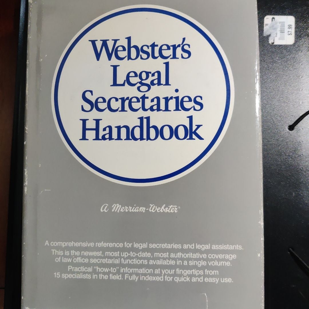 Webster's Legal Secretaries Handbook by Merriam-Webster, Inc. Staff