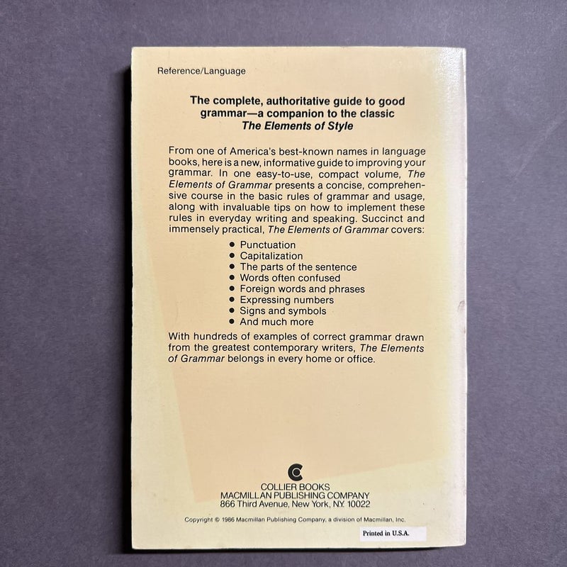 The Elements of Grammar by Margaret Schertzer, Paperback | Pangobooks