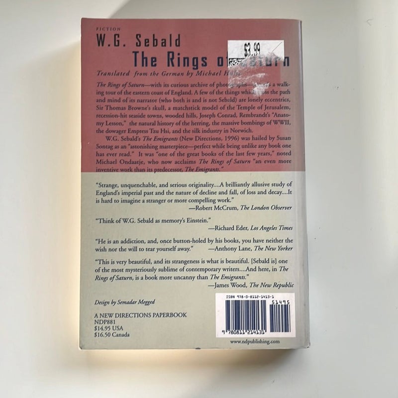 The Rings of Saturn by W. G. Sebald; Michael Hulse (Translator)