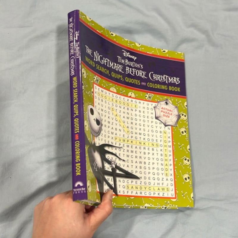 Disney Tim Burton's the Nightmare Before Christmas Word Search, Quips ...