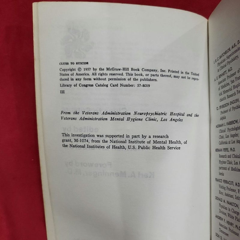 Clues to Suicide by Edwin S. Shneidman