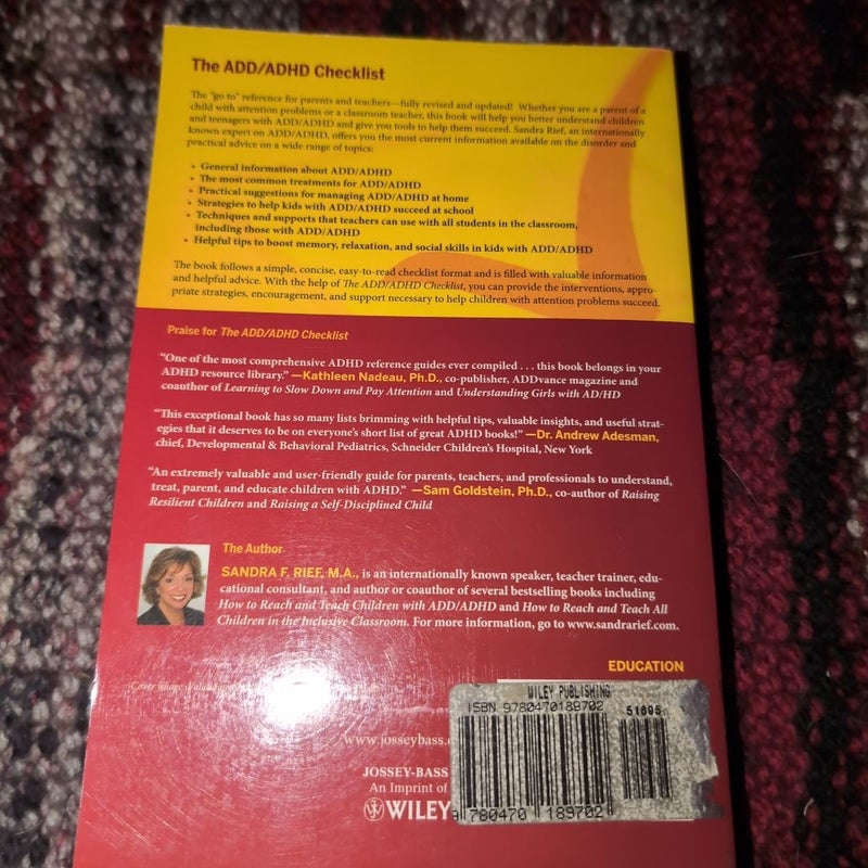The ADD / ADHD Checklist by Sandra F. Rief