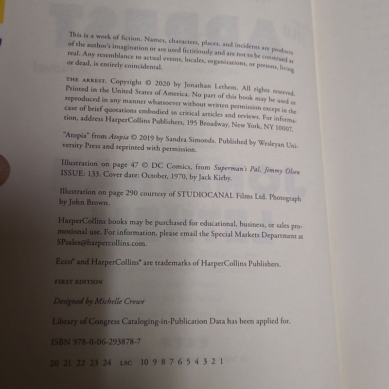 The Arrest by Jonathan Lethem