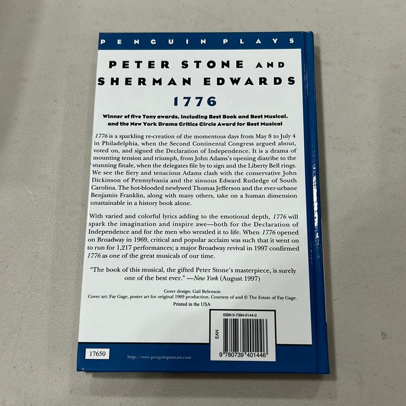 1776 by Peter Stone & Sherman Edwards, Hardcover | Pangobooks