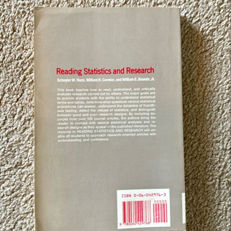 Reading Statistics and Research by Schuyler Huck