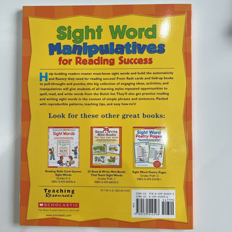 Sight Word Manipulatives for Reading Success by Deborah Schecter
